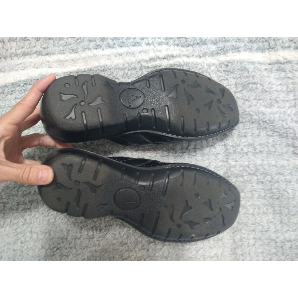 Clarks | Shoes | Clarks Black Textured Leather Mule Clogs With Buckle ...